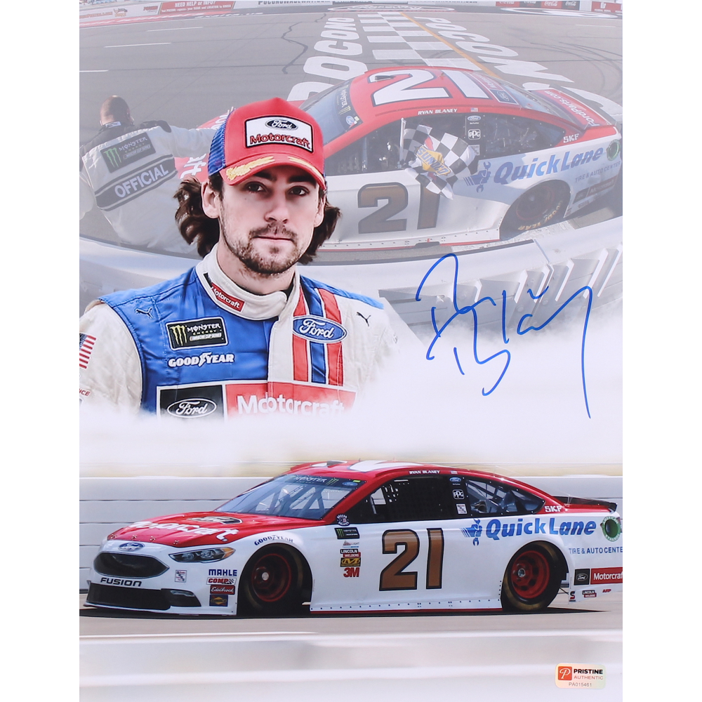 Ryan Blaney Signed 2017 Pocono Win NASCAR 11x14 Photo (PA COA ...