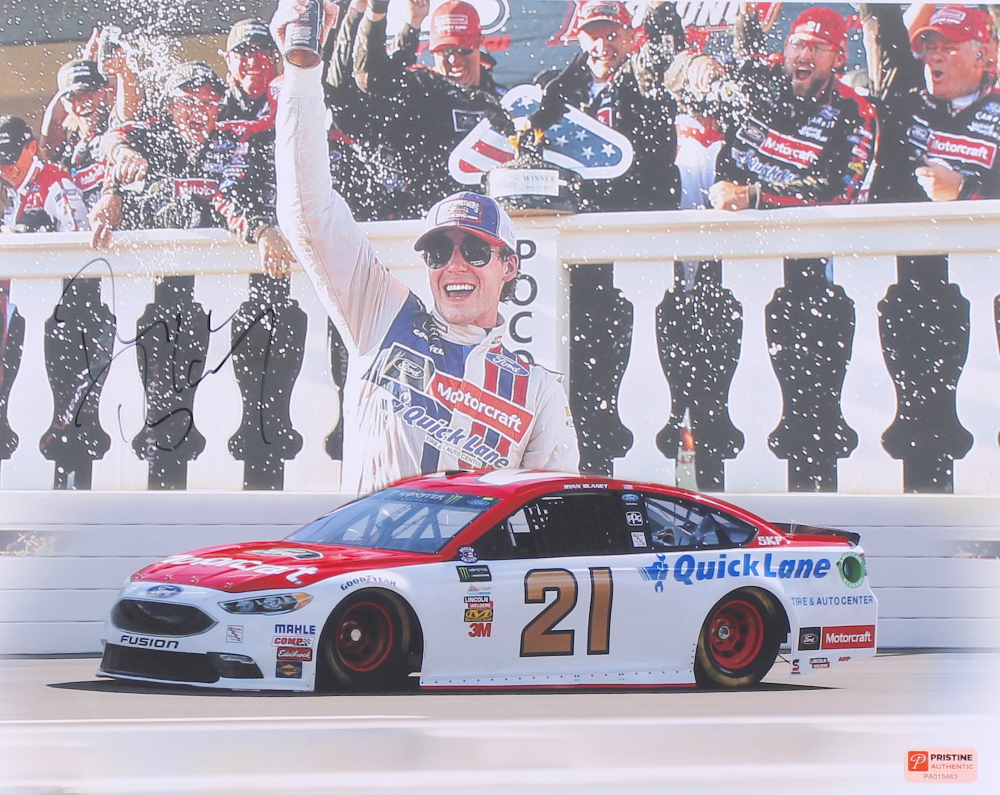 Ryan Blaney Signed 2017 Pocono Win NASCAR 11x14 Photo (PA COA ...