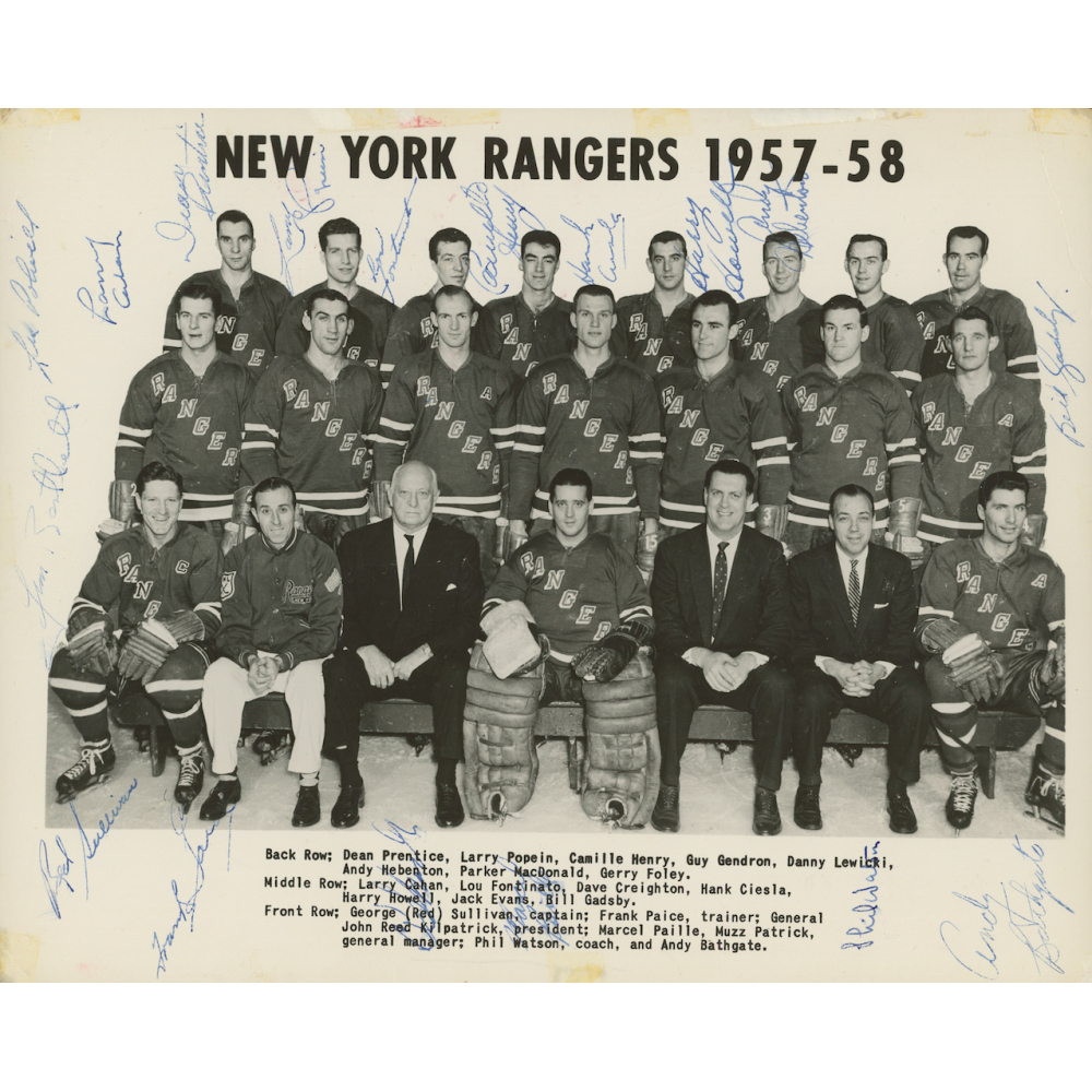 Rare Original N.Y. Rangers 1957-58 8x10 Photo Team-Signed by (17) with ...