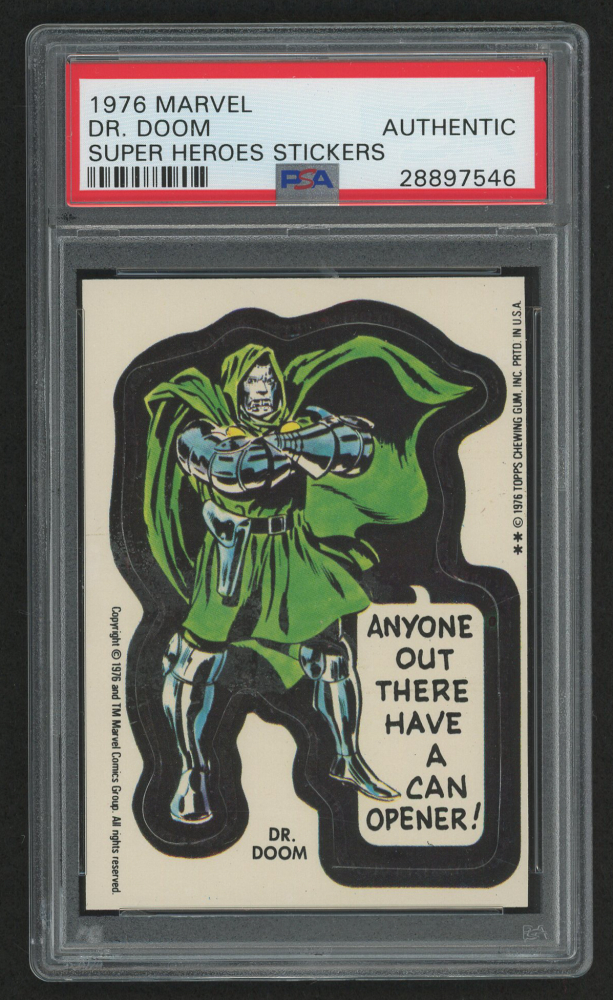 1976 Marvel Super Heroes Stickers #10 Dr. Doom (PSA Authentic ...