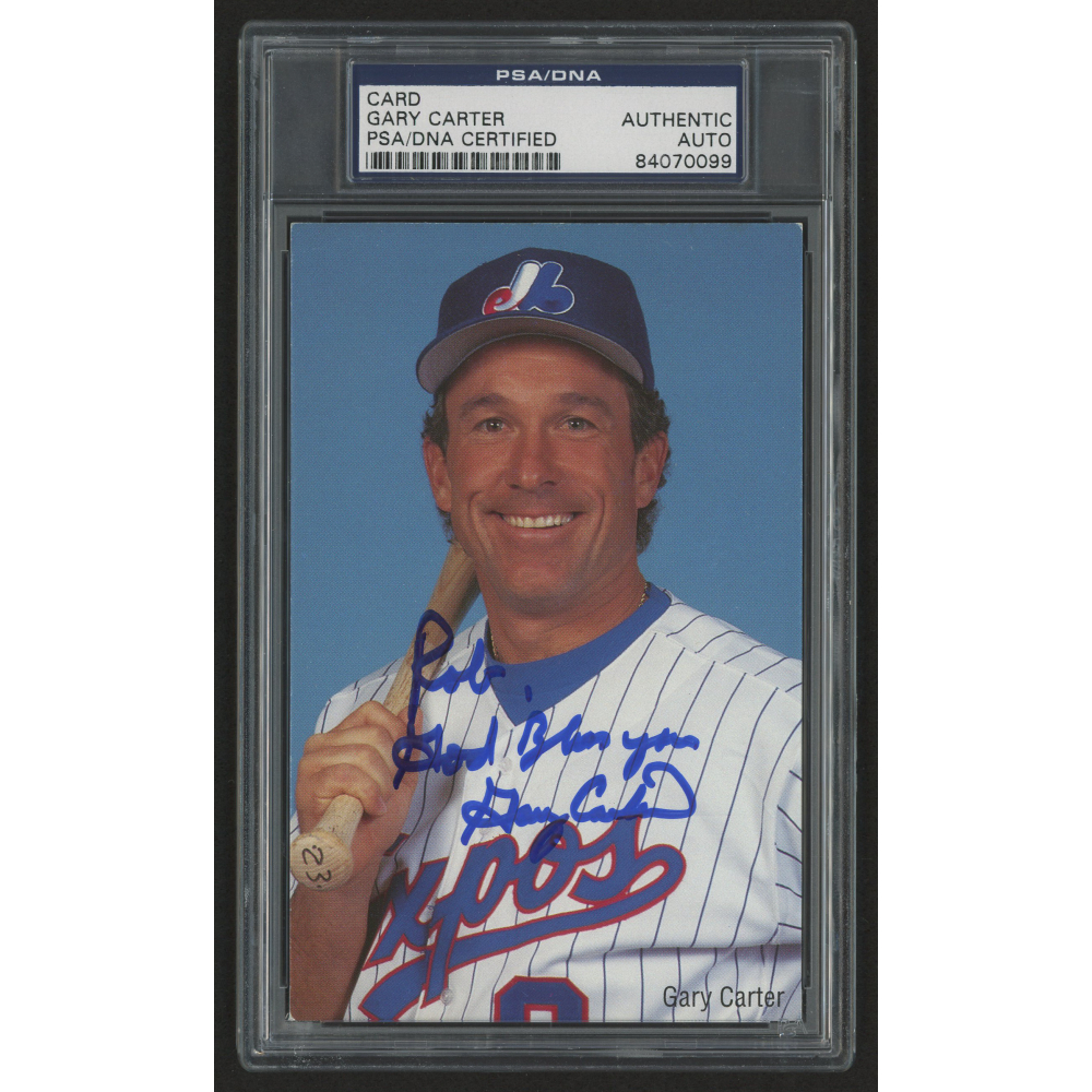 Gary Carter Signed Dodgers 3.5x5.5 Photo Inscribed "God Bless You" (PSA ...