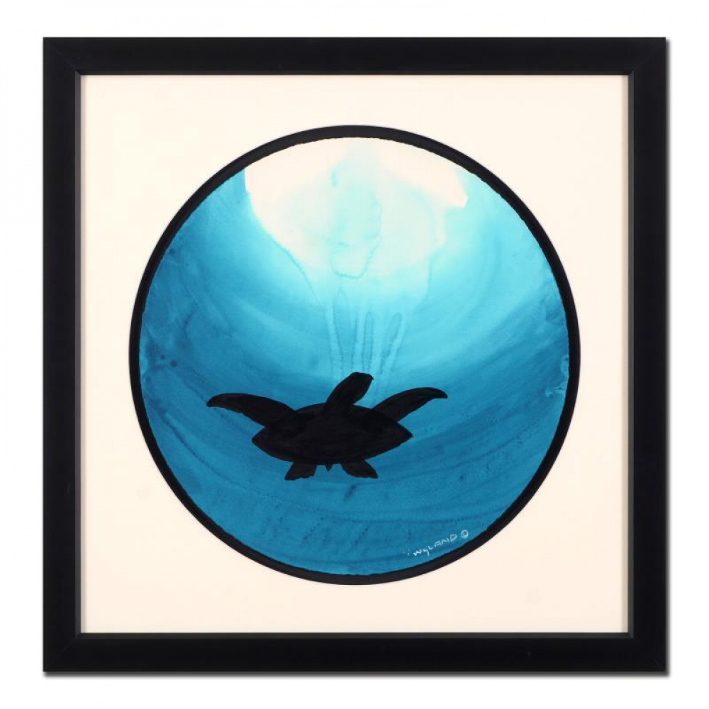 Wyland Signed "Turtle" 28x28 Custom Framed Original Watercolor Painting ...