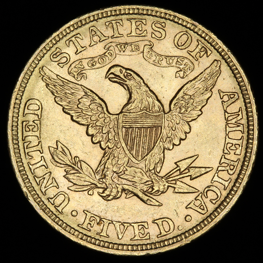 1908 $5 Five Dollars Liberty Head Half Eagle Gold Coin | Pristine Auction