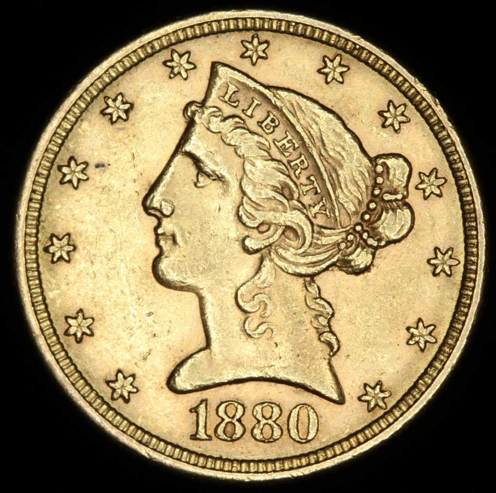 1880 5 Five Dollars Liberty Head Half Eagle Gold Coin Pristine Auction 1880 5 Five Dollars Liberty Head Half Eagle Gold Coin Pristine Auction
