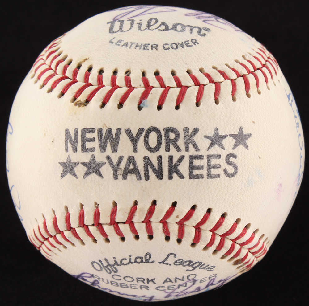 Old Timers New York Yankees Logo Baseball Signed by (14) with Rocky ...