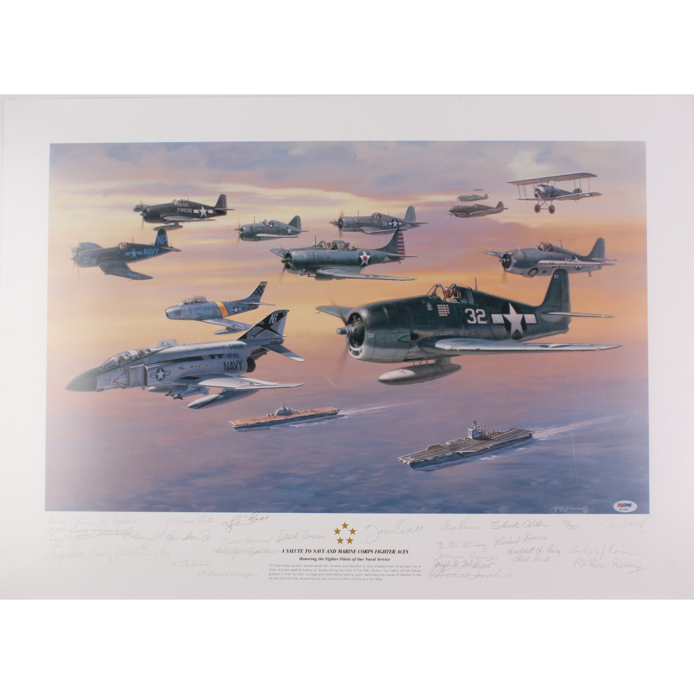 "A Salue to Navy & Marine Corps Fighter Aces" 22" x 30" LE Lithograph ...
