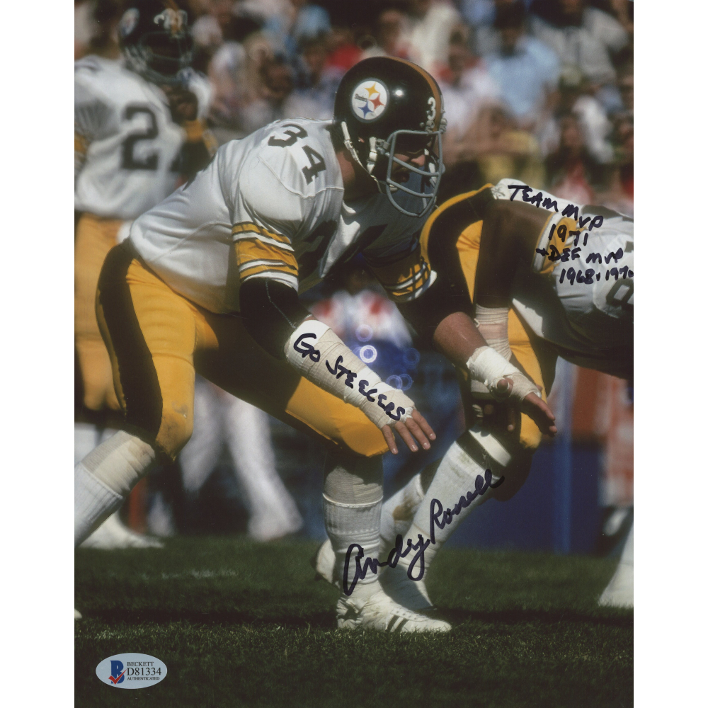 Andy Russell Signed Steelers 8x10 Photo Inscribed "Go Steelers" , "Team ...