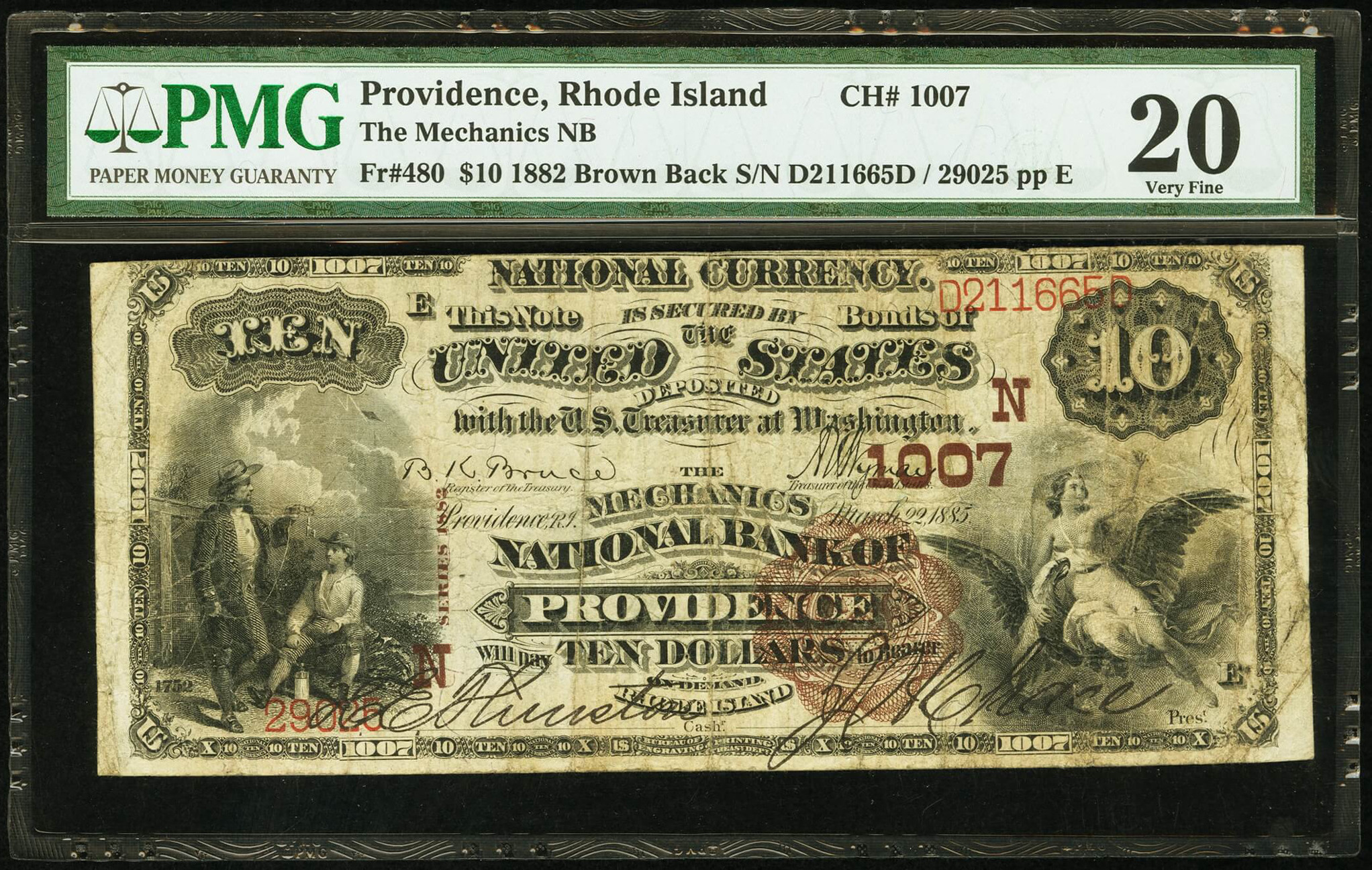 1882 $10 Ten Dollars U.S. National Currency Large Size Bank Note - The ...