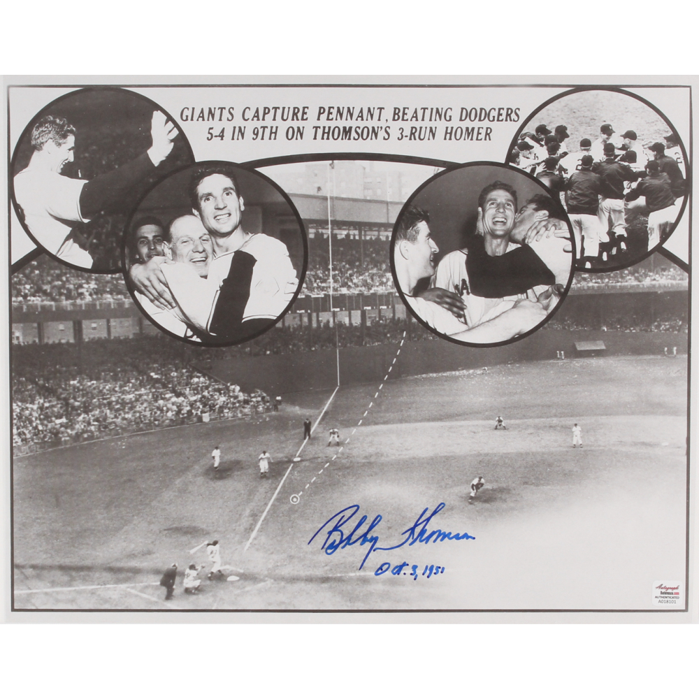 Bobby Thomson Signed Giants 11x14 Photo Inscribed "Oct. 3, 1951 ...