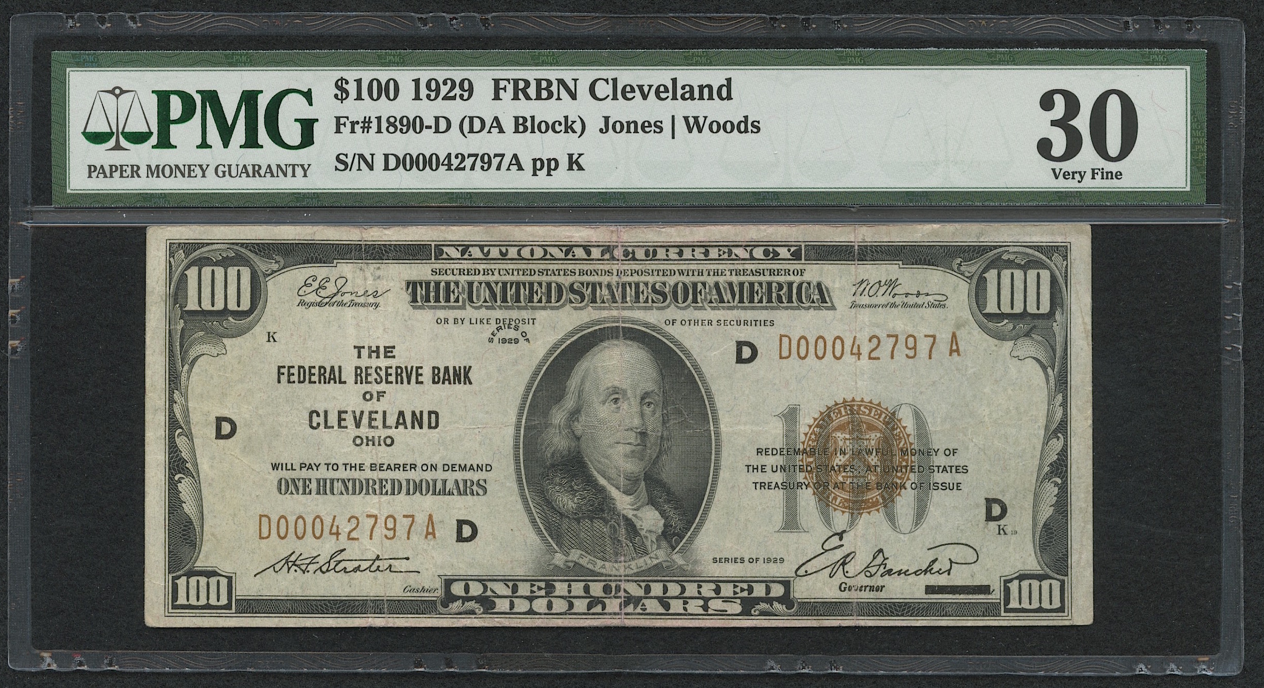 1929 $100 One Hundred Dollars U.S. National Currency Bank Note - The Federal Reserve Bank of ...