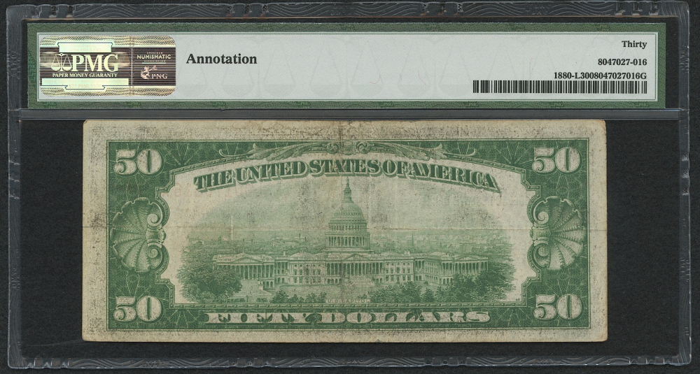1929 $50 Fifty Dollars U.S. National Currency Bank Note - The Federal ...
