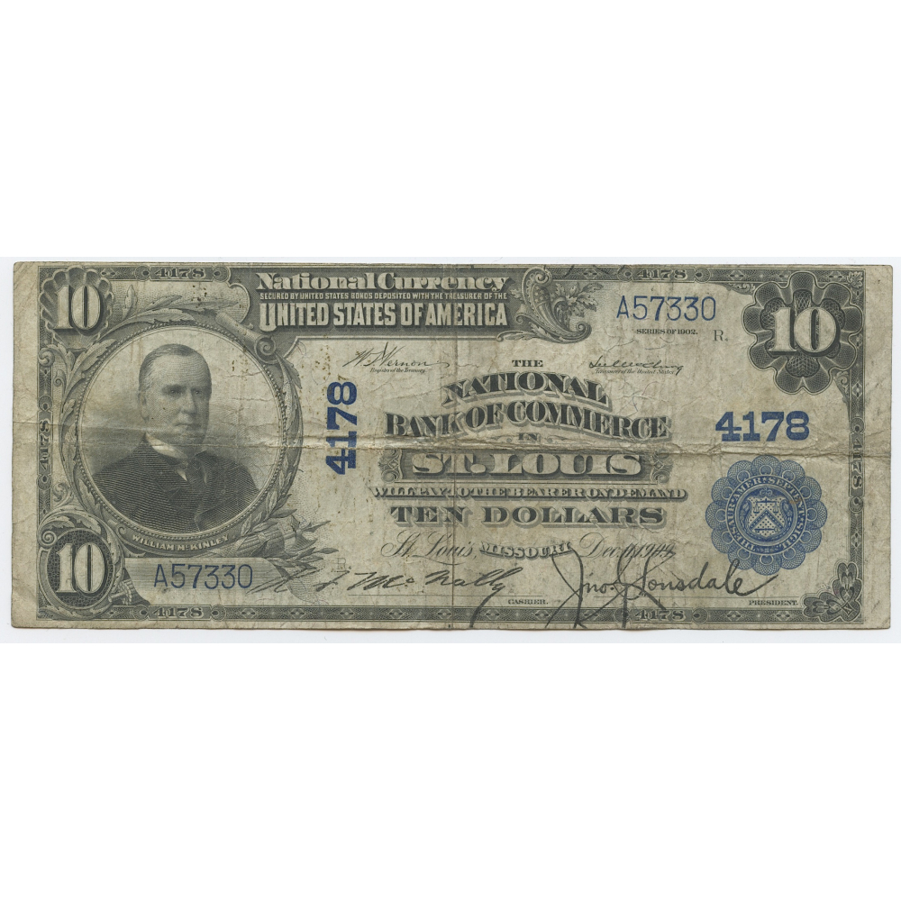 1902 $10 National Currency Large Size Bank Note - The National Bank of ...