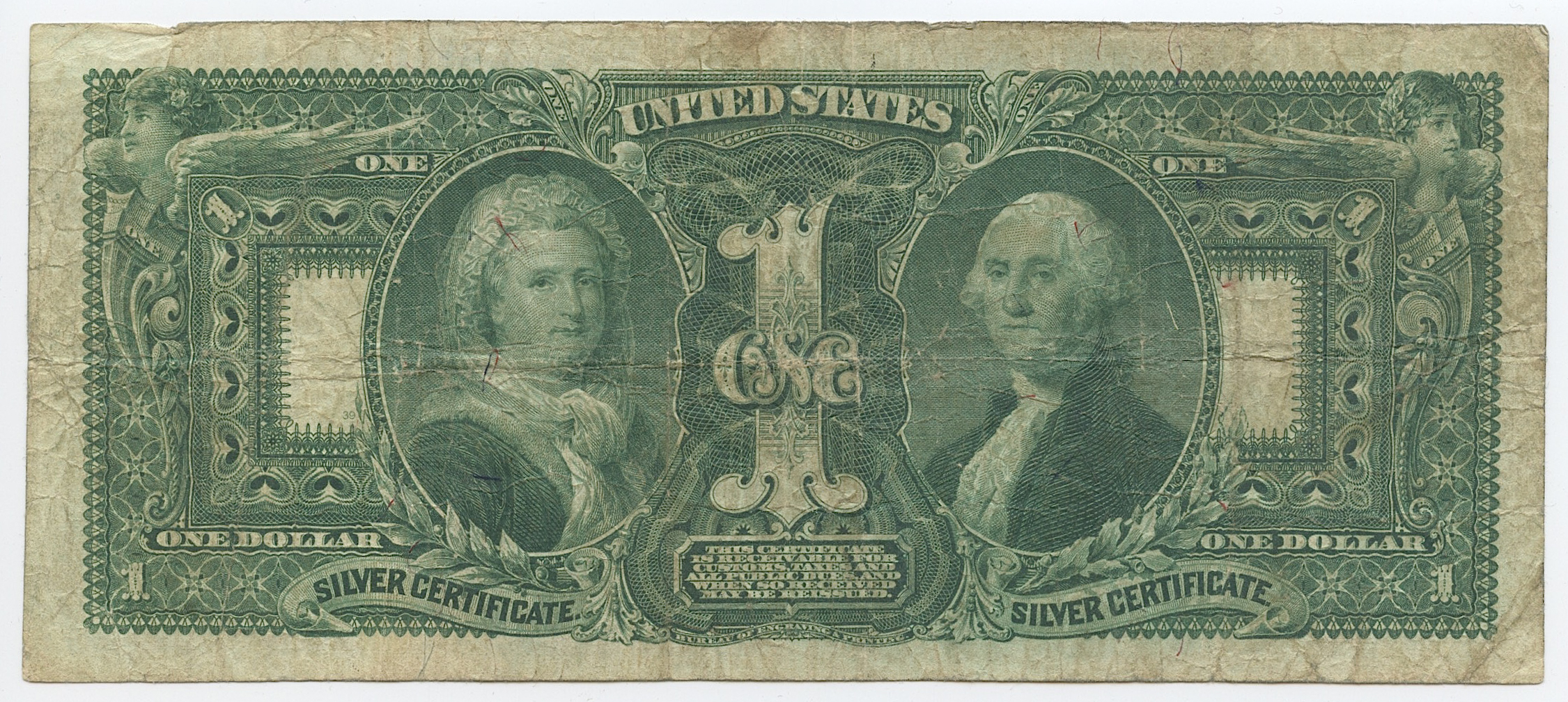 1896 $1 One Dollar "Educational Series" U.S. Silver Certificate Large ...