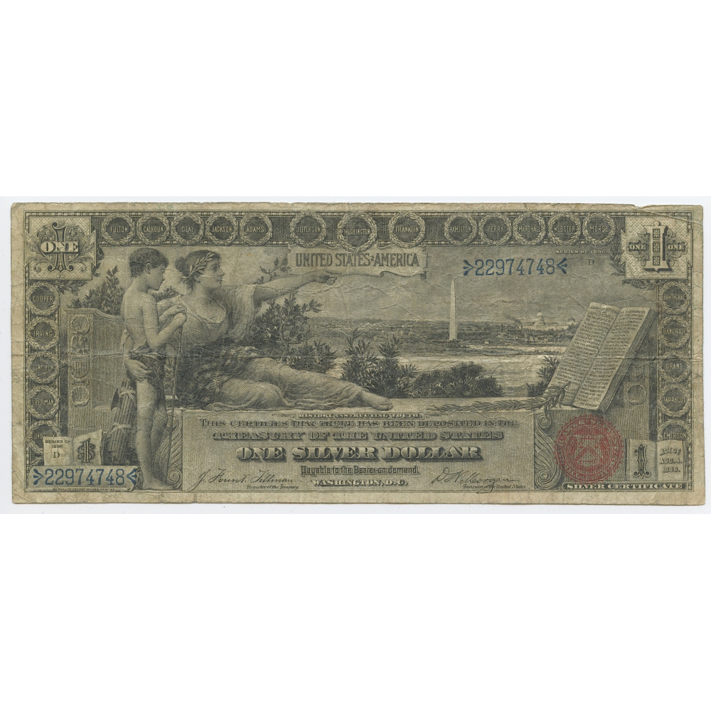 1896 $1 One Dollar "Educational Series" U.S. Silver Certificate Large ...