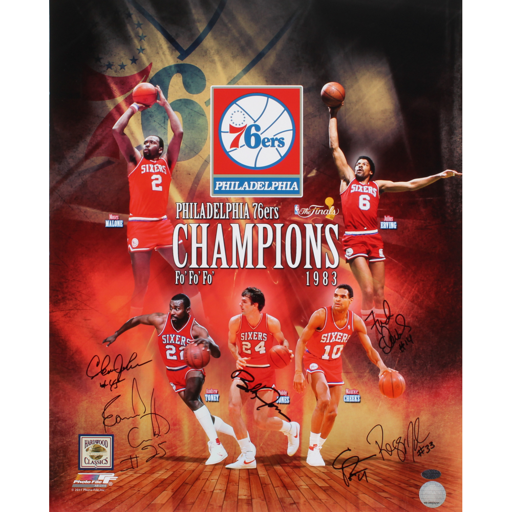 1983 76ers Champions 16x20 Photo Signed by (6) with Clint Richardson ...