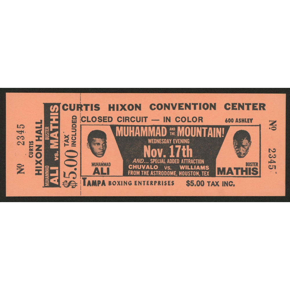 Unused 1971 Muhammad Ali & Buster Mathis Fight Ticket | Pristine Auction