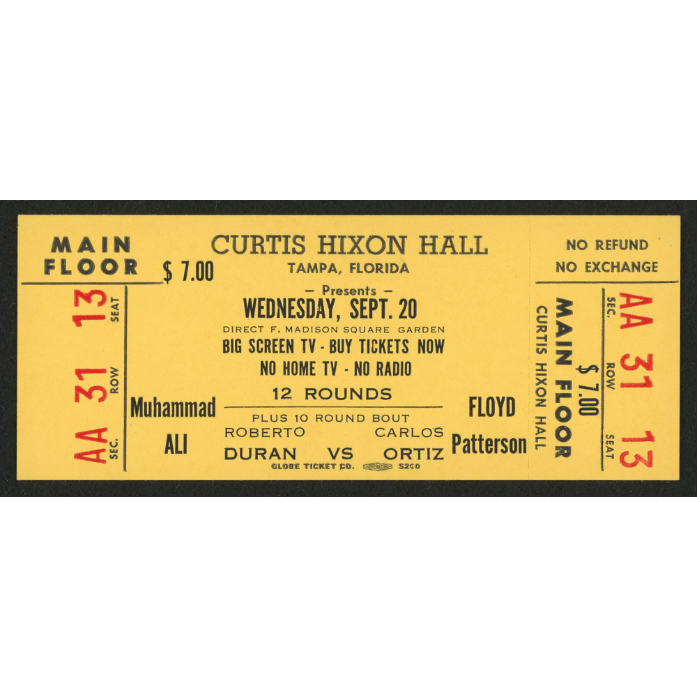 Unused 1972 Muhammad Ali vs. Floyd Patterson Fight Ticket | Pristine ...