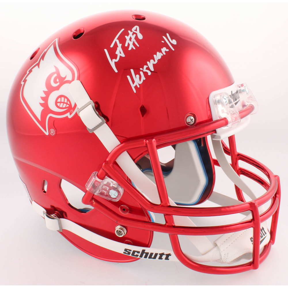 Lamar Jackson Signed Louisville Full-Size Red Chrome Helmet Inscribed ...