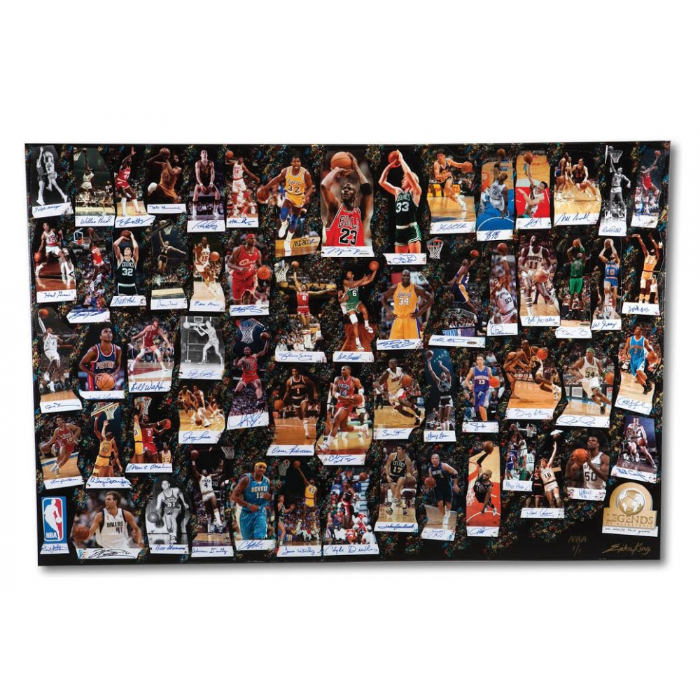 NBA Legends 40x60 Original Fine Art Collage on Canvas Signed by (61 ...