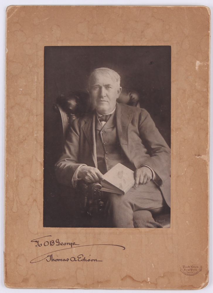 Thomas Edison Signed 6.5x9 Custom Matted Photo (JSA LOA) | Pristine Auction