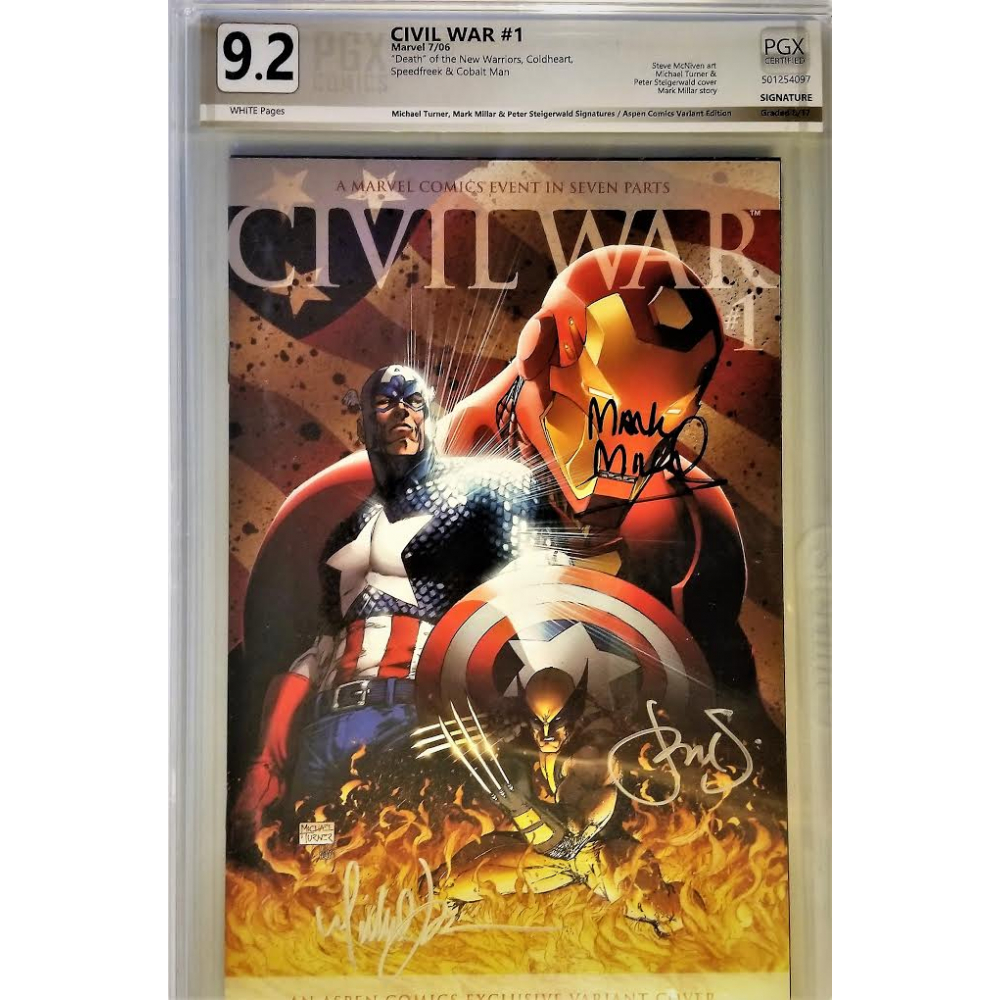 Michael Turner, Mark Miller & Peter Steigerwald Signed 2006 Civil War ...