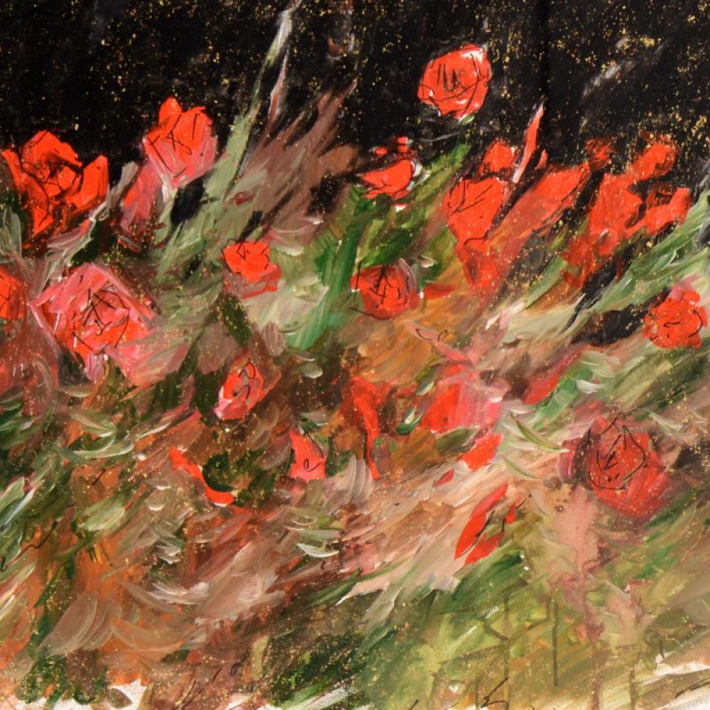 Marta Wiley Signed "Flowers" 46x32 Original Acrylic Painting on Canvas ...