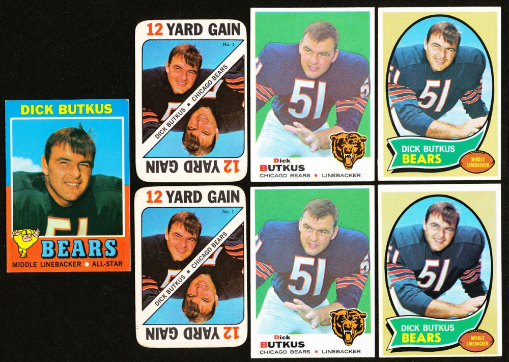 Lot Of 7 Vintage Dick Butkus Cards With 2 1969 Topps 139 2 1970