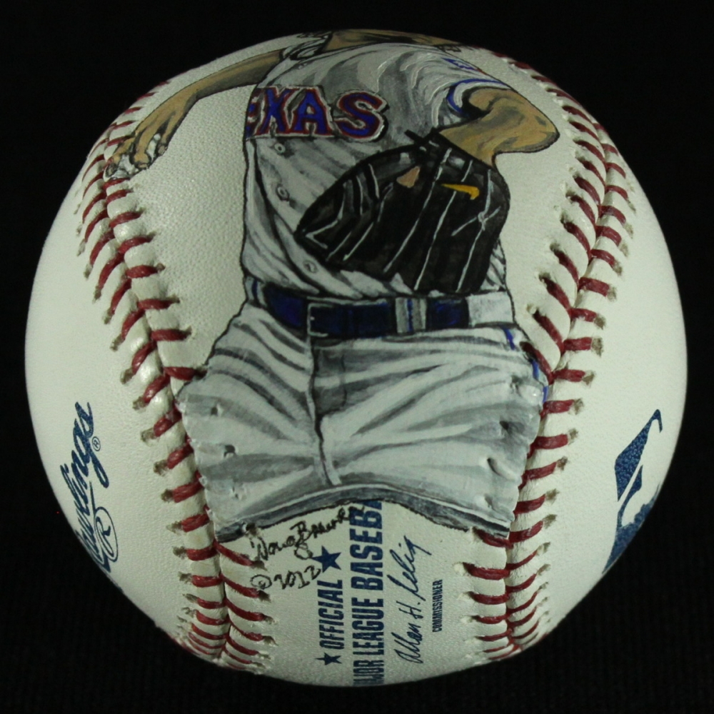 Yu Darvish Rangers Hand-Painted OML Baseball | Pristine Auction