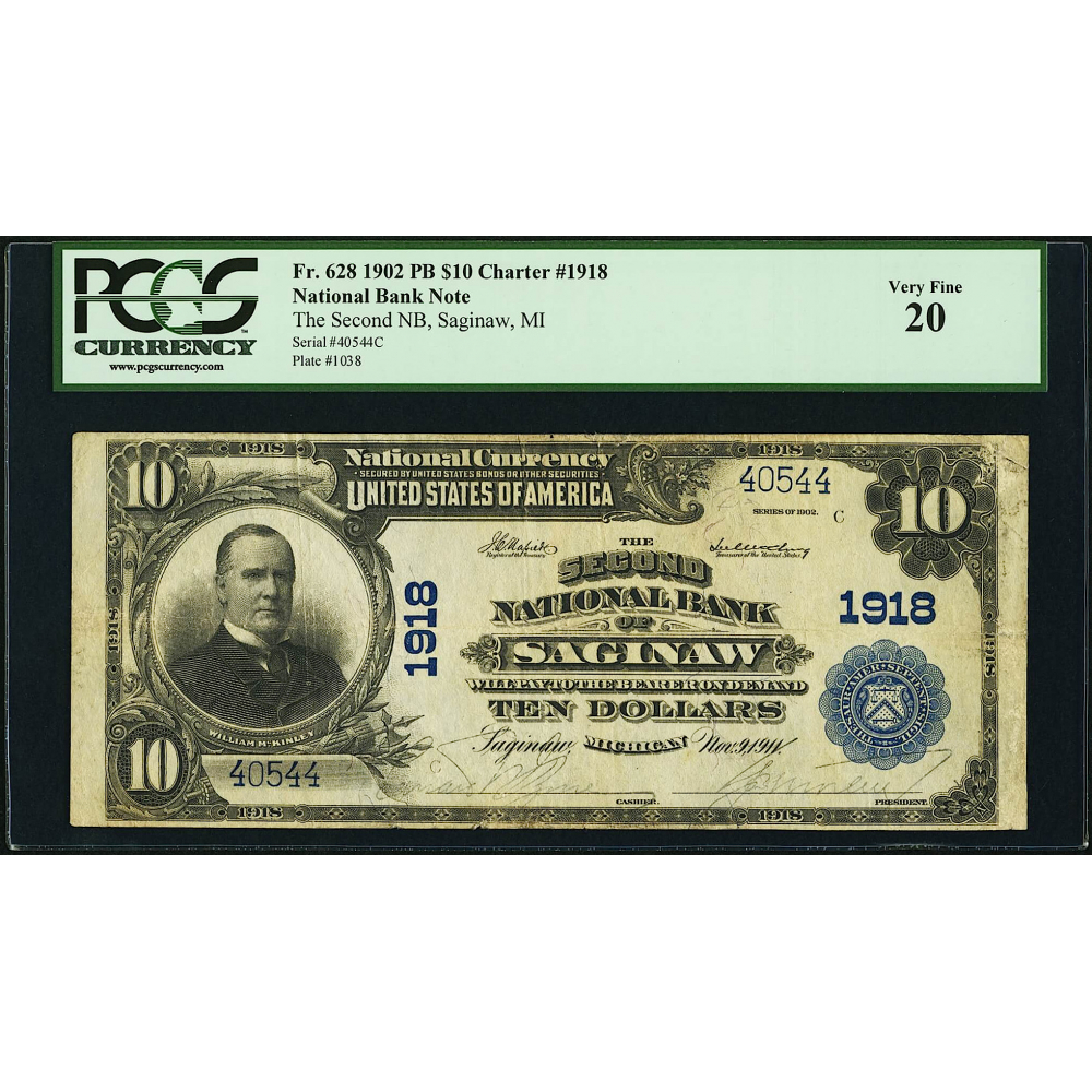 1902 $10 Ten Dollars U.S. National Currency Large Size Bank Note - The ...