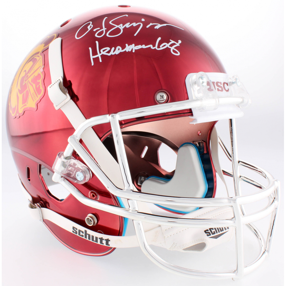 O.J. Simpson Signed USC Trojans Full-Size Red Chrome Helmet Inscribed ...