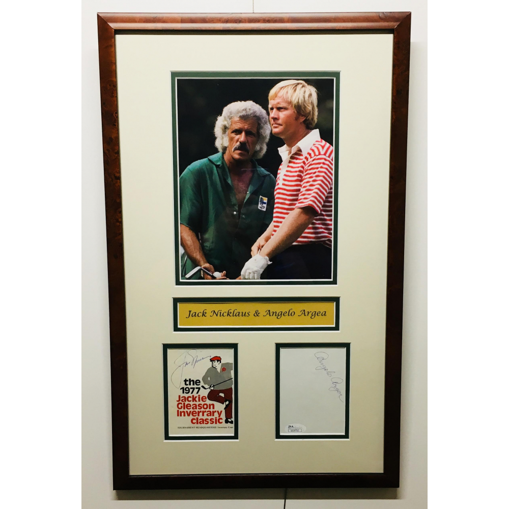Jack Nicklaus & Angelo Argea Signed 13x21.5 Custom Framed Cut Display ...