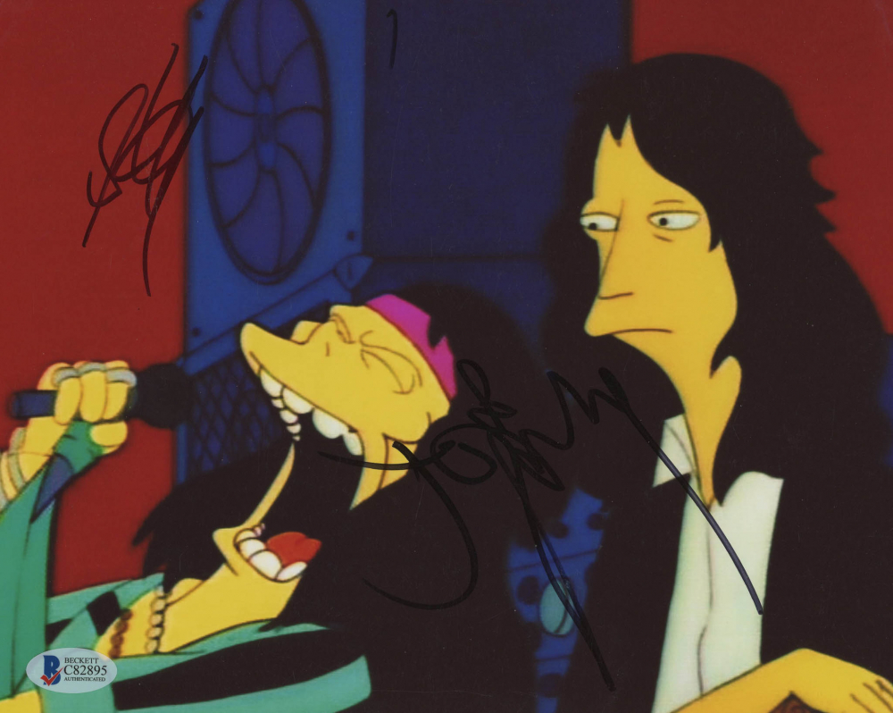 Steven Tyler & Joe Perry Dual Signed "The Simpsons" 8x10 Photo (Beckett ...