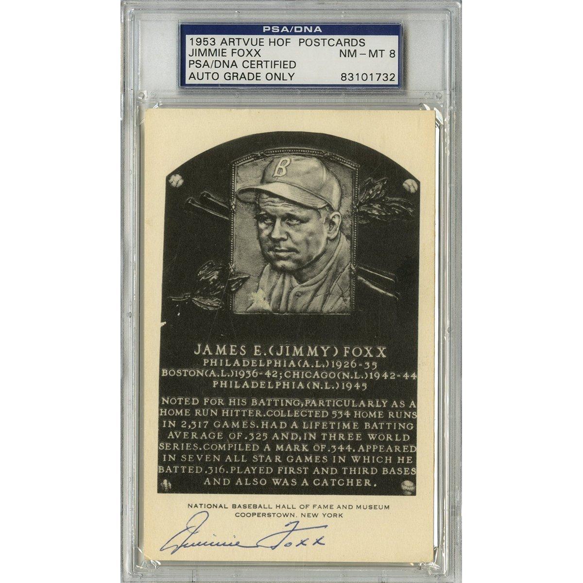 Jimmie Foxx Signed HOF Postcard (PSA Encapsulated - Autograph Graded 8 ...