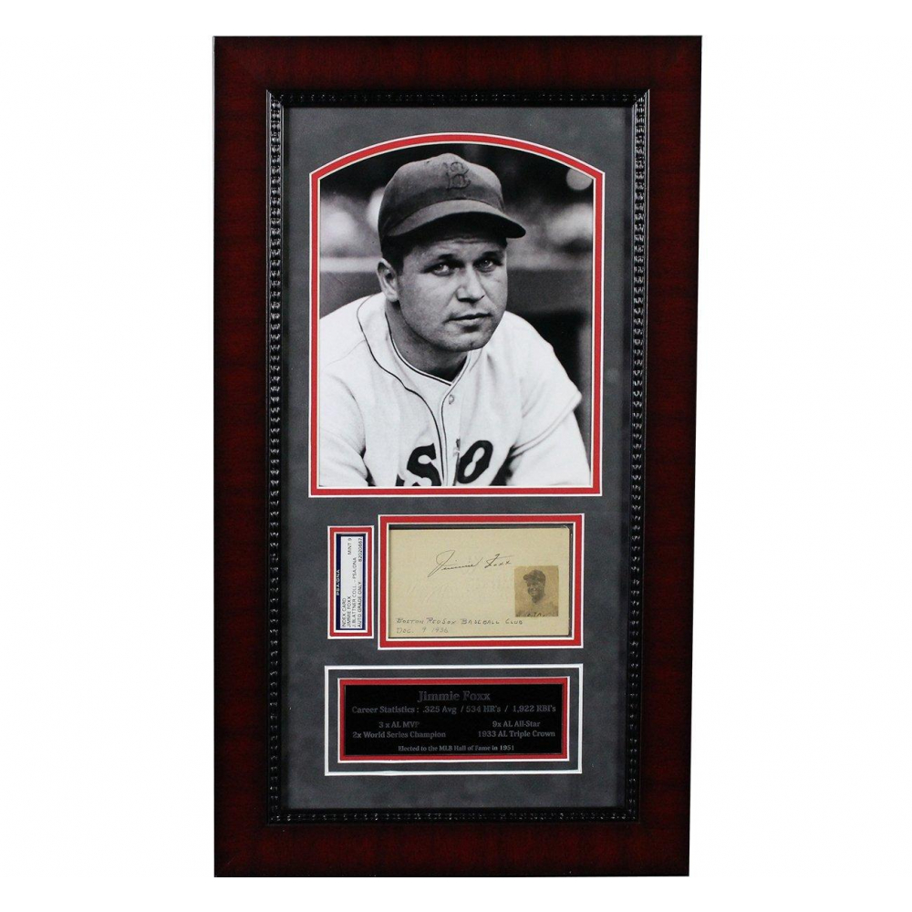 Jimmie Foxx Signed Red Sox 13x20 Custom Framed Index Card Display (PSA ...