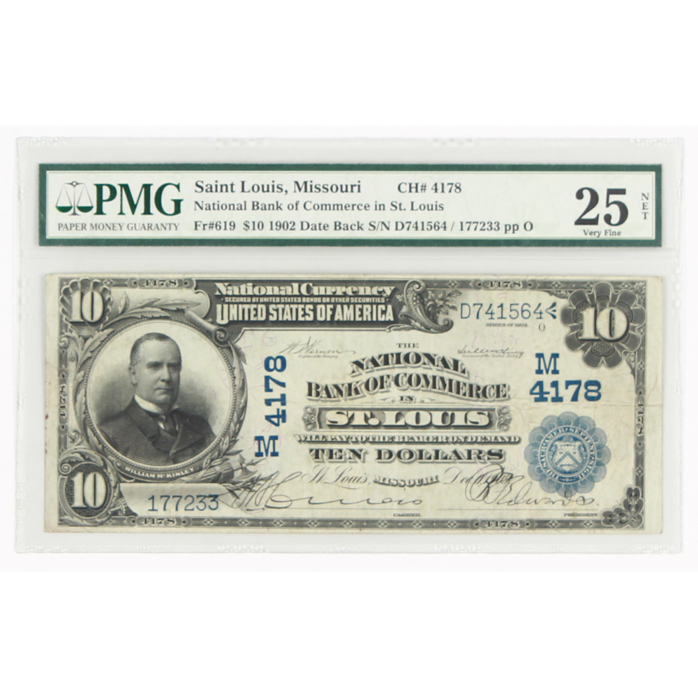 1902 $10 Ten-Dollar U.S. Date Back National Currency Large Size Bank ...