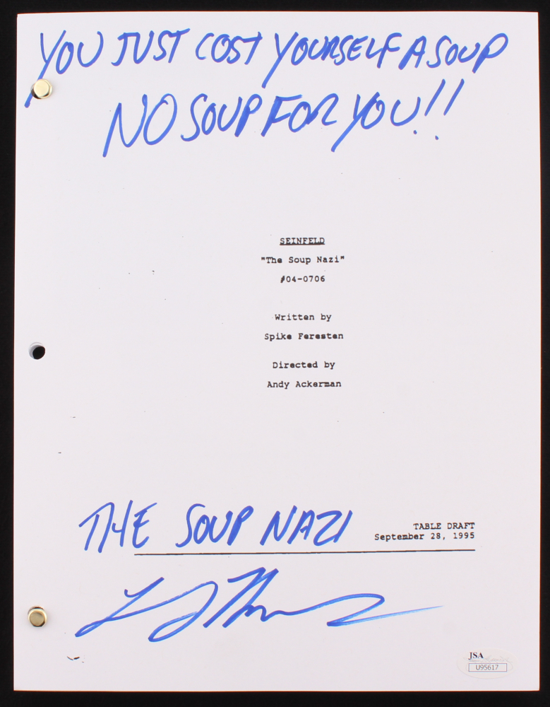 Larry Thomas Signed "Seinfeld: The Soup Nazi" Full Episode Script ...
