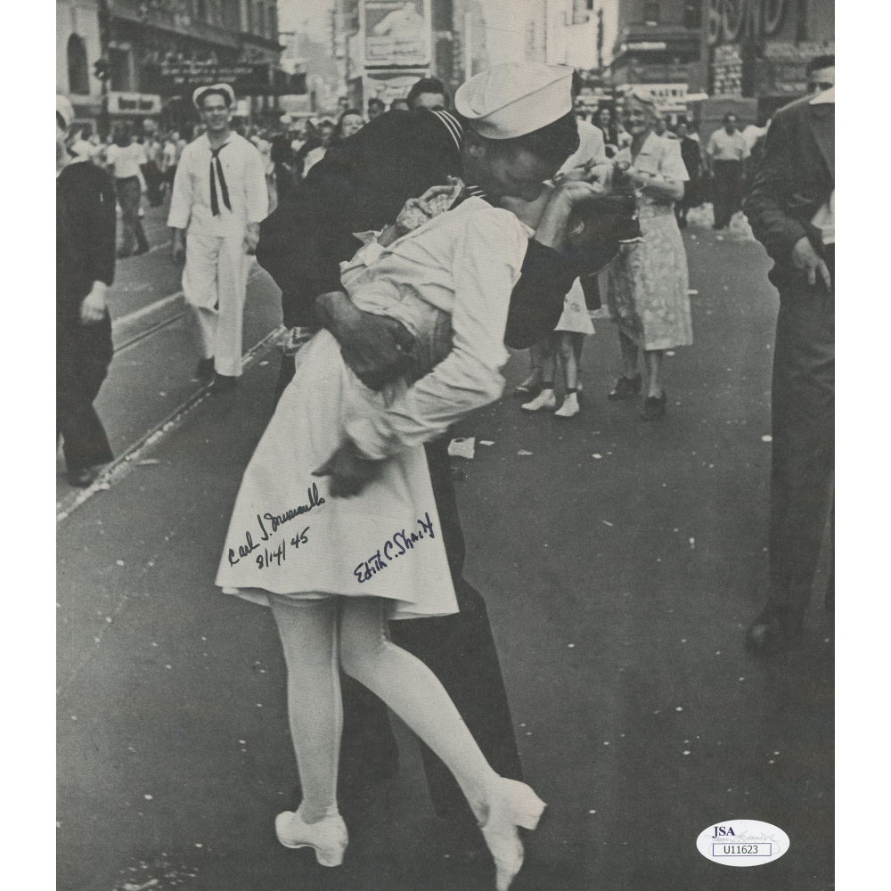 Edith Shain & Carl J. Muscarello Signed V-J Day in Times Square 8.5x9.5 ...