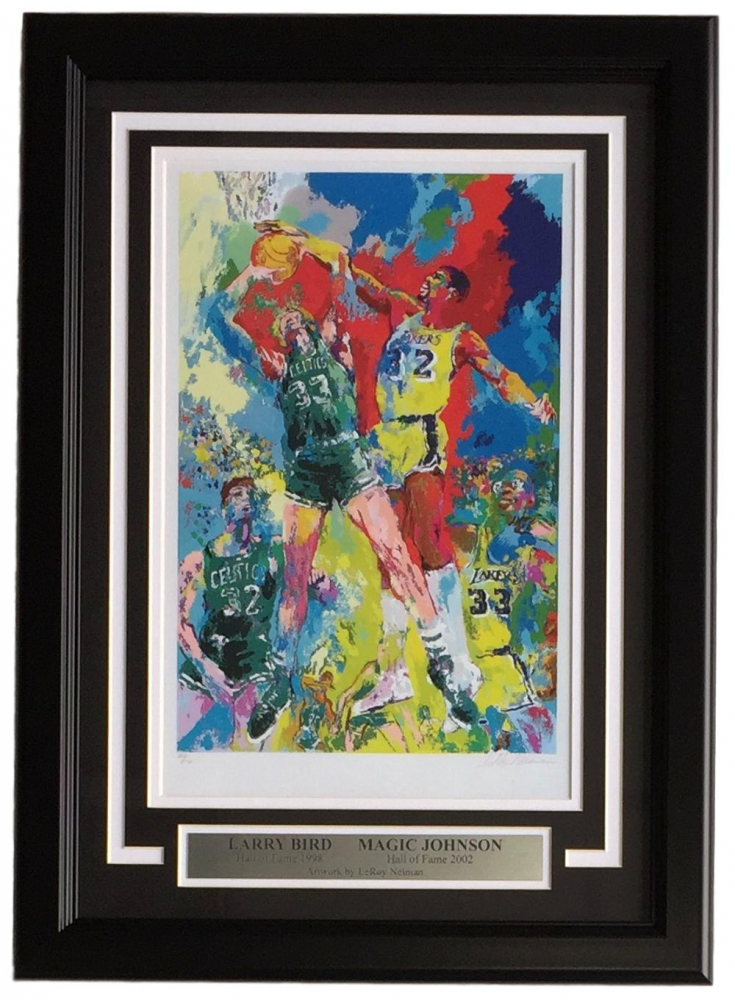 Leroy Neiman "Larry Bird vs Magic Johnson" 16x22 Custom Framed Print Display | Pristine Auction