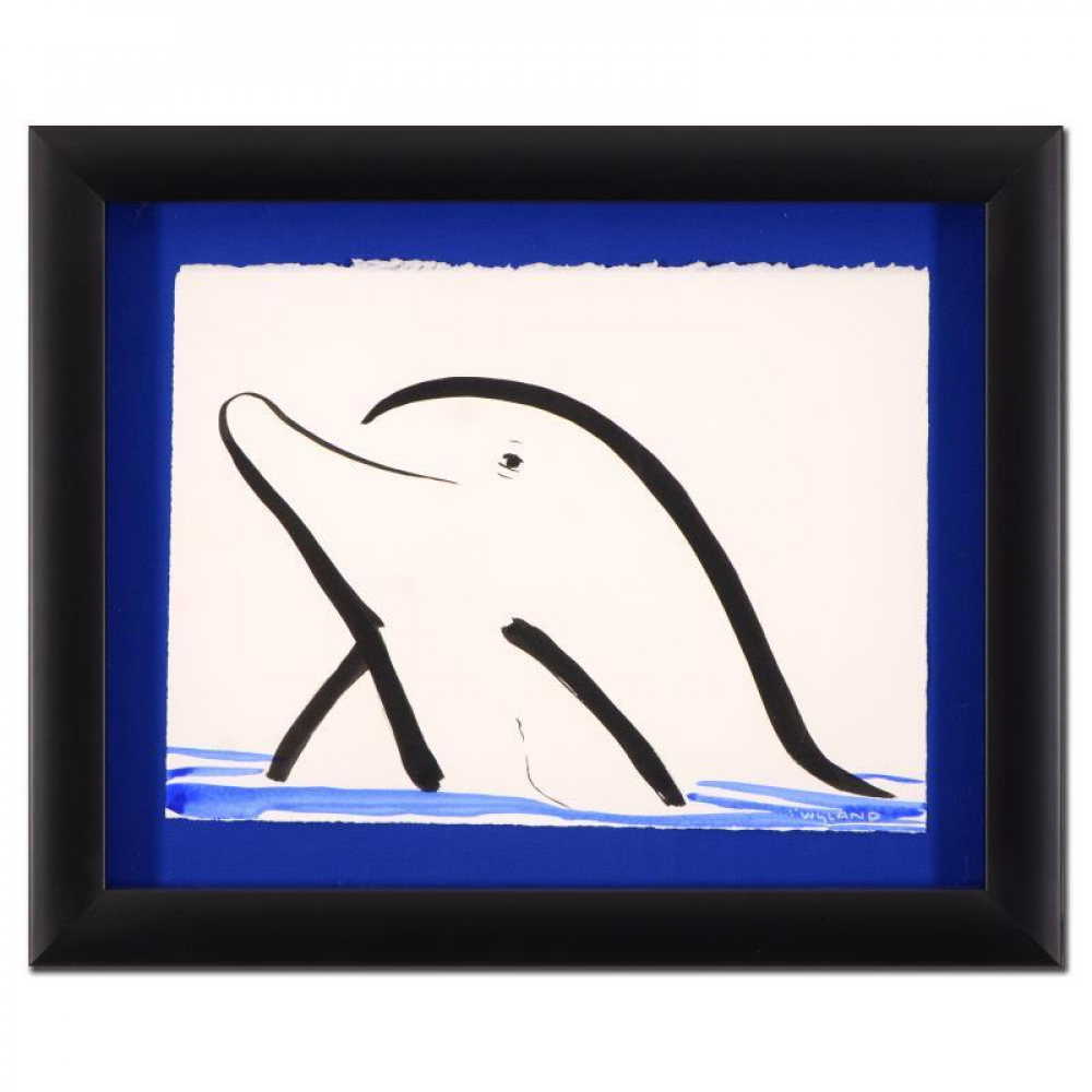 Wyland Signed "Dolphin" 20x16 Custom Framed Original Sumi Ink ...