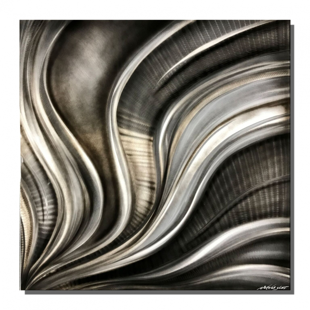 Nicholas Yust Signed "Shadow Lines V2" 36x36x1 Original Metallic Art ...