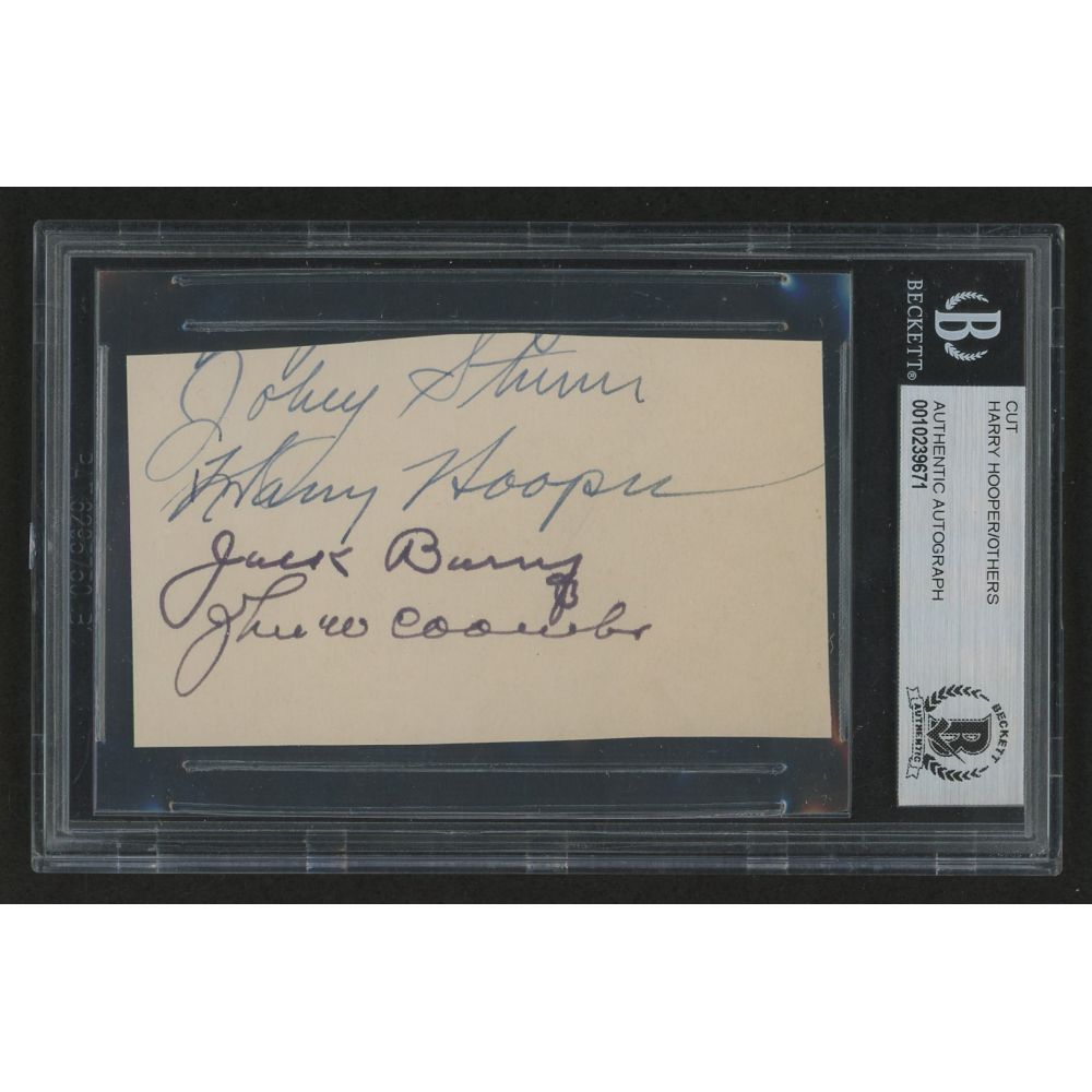 Signature Cut Signed by (4) with Harry Hooper, Johnny Sturm, Jack Barry ...