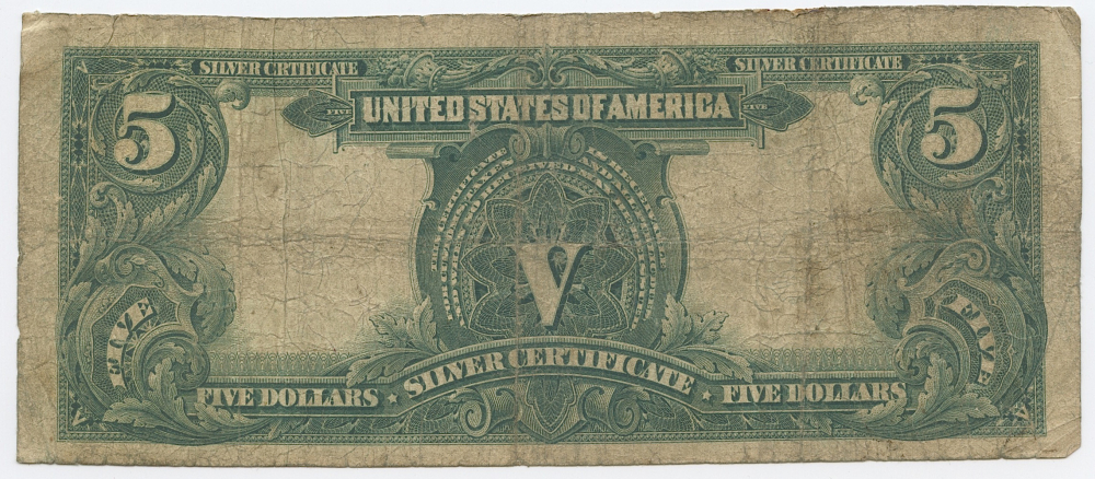 1899 $5 Five Dollars "Indian Chief" Silver Certificate Large Size Bank ...