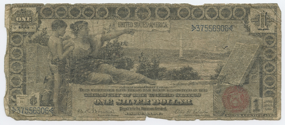 1896 $1 One Dollar "Educational Series" U.S. Silver Certificate Large ...