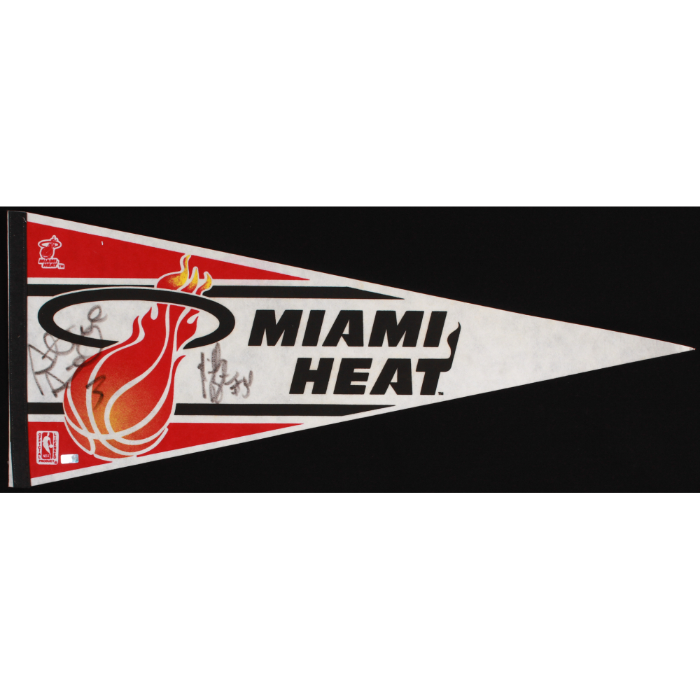 Steve Smith & Willie Burton Signed Heat Pennant (Palm Beach COA ...