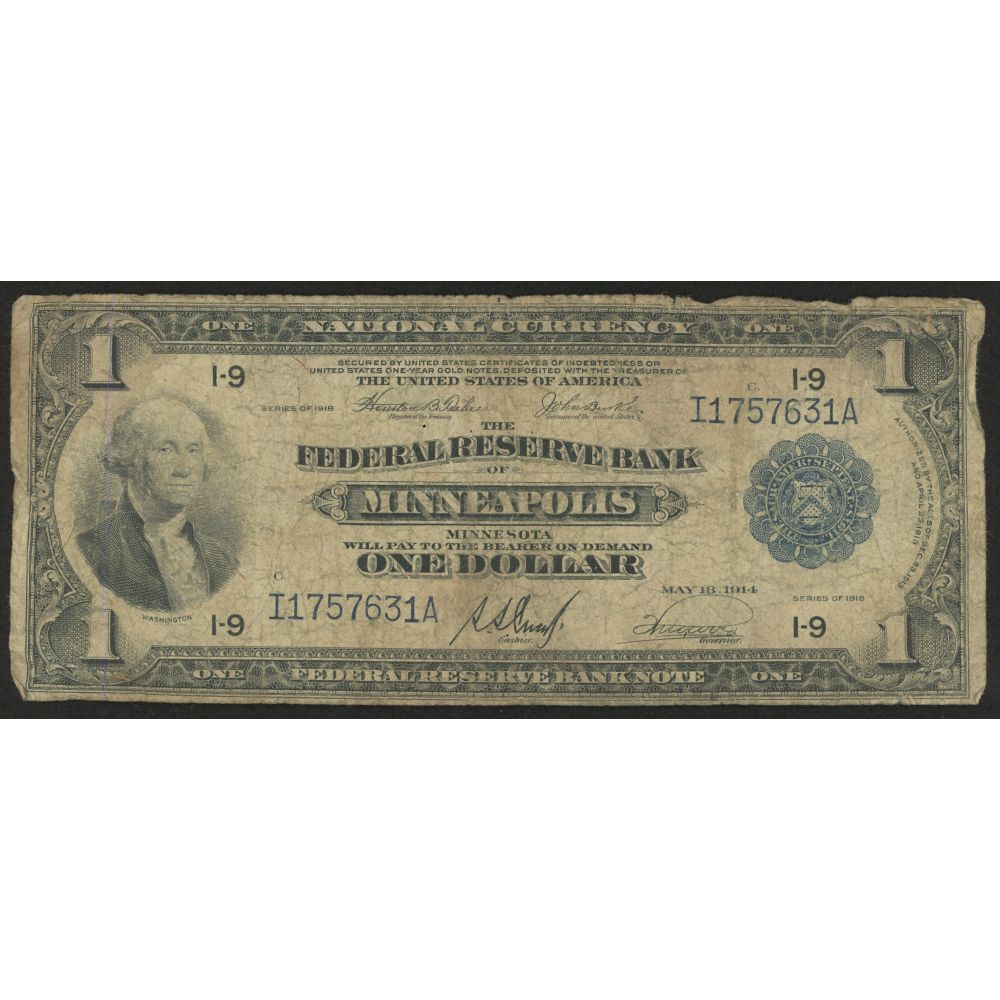 1918 $1 One Dollar U.S. National Currency Large Bank Note - The Federal ...