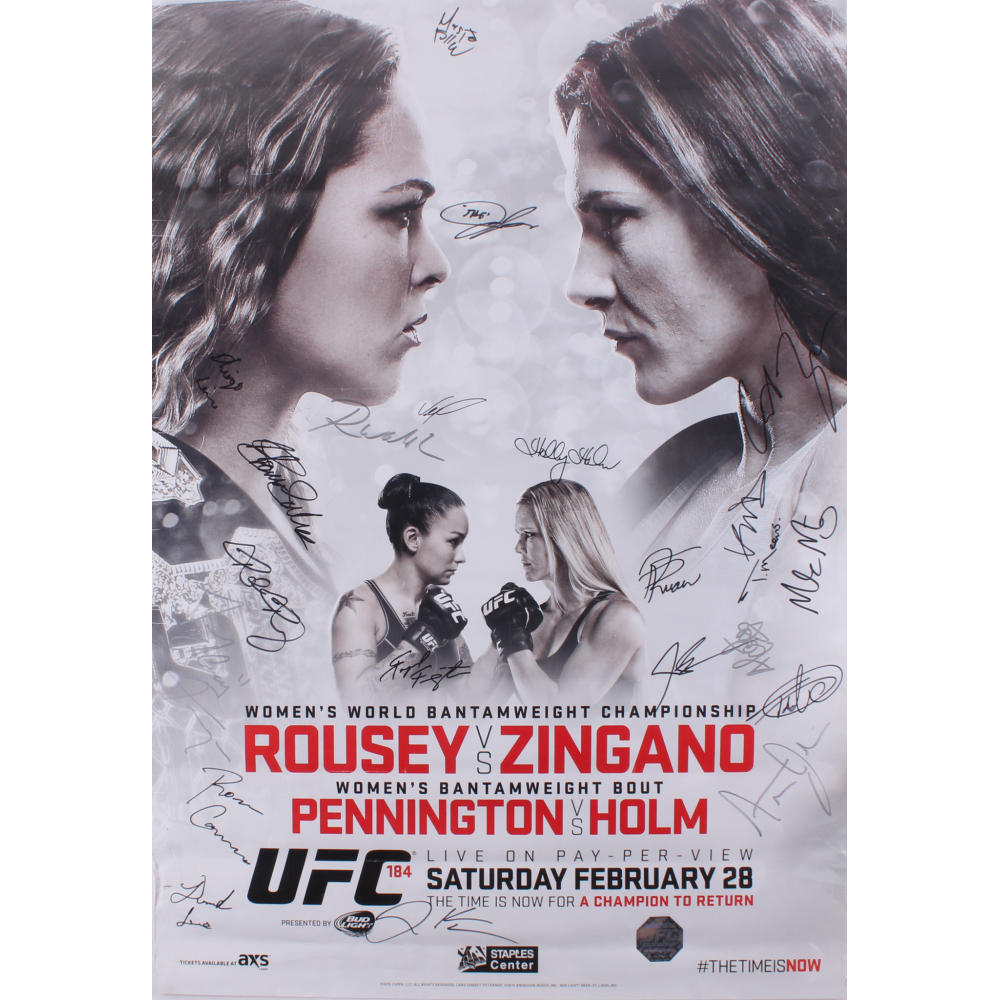 UFC 184 Rousey vs. Zingano 27x39 Poster Signed by (22) with Ronda ...