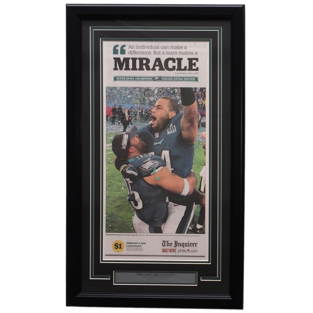 Eagles 18x30 Custom Framed 2018 Super Bowl 52 Miracle Newspaper Page ...