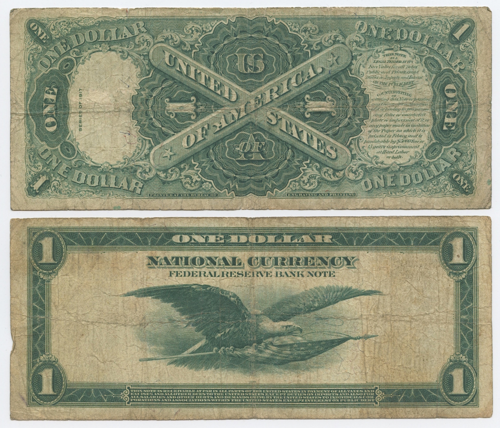 Lot of (2) $1 Notes with 1917 Legal Tender Note & 1918 Federal Reserve ...