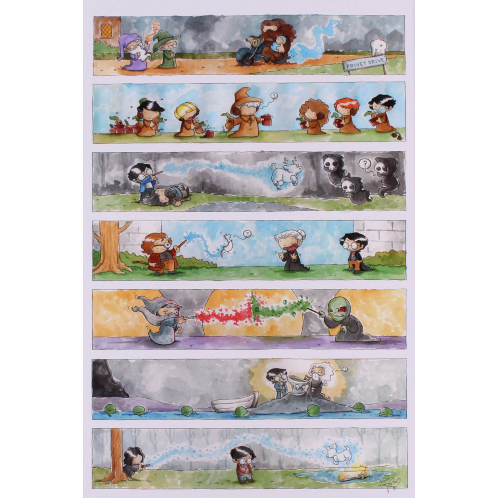 Katie Cook Signed "Harry Potter" 12x11 Watercolor Art Print | Pristine ...