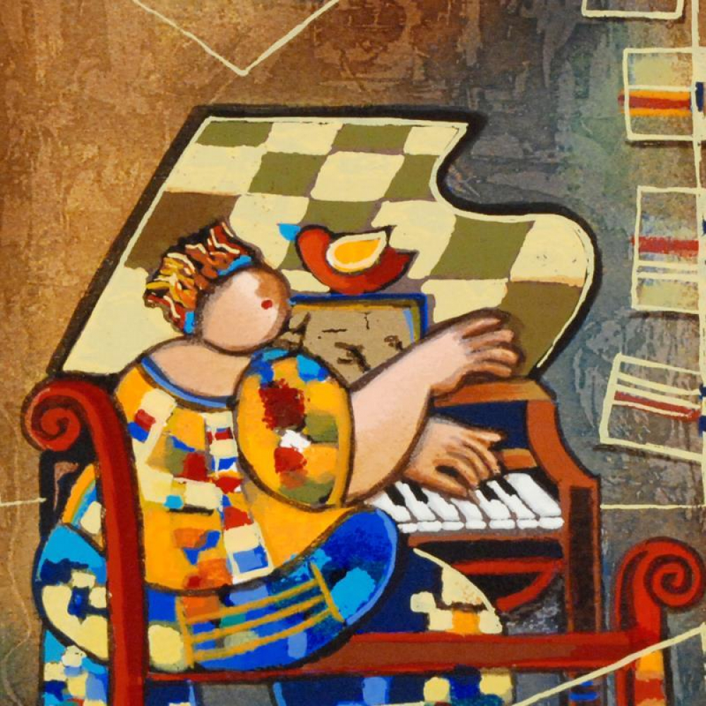 Dorit Levi Signed "The Grand Piano" Limited Edition 7x9 Serigraph ...